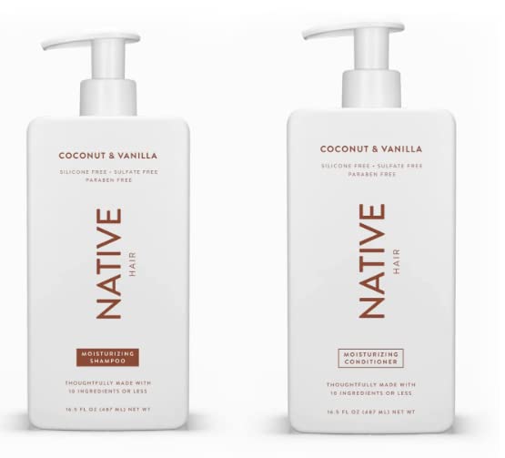Native Shampoo and Conditioner Set | Sulfate Free, Paraben Free, Dye Free, with Naturally Derived Clean Ingredients| 16.5 oz (Coconut,Vanilla)