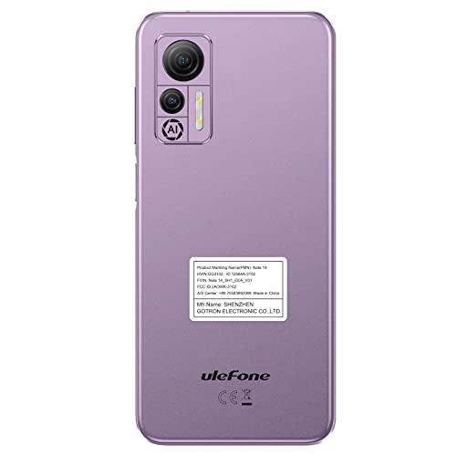 Ulefone Unlocked Smartphone, Note 14 Pro (4+64GB) Android 12 OS, 6.52β Screen Unlocked Cell Phones, 4500mAh Battery, 13MP+5MP Camera, 4G Dual SIM, 3-Card Slots, Ultra-Slim Lightweight Phone- Purple