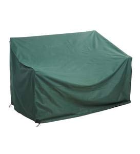 Plow & Hearth Loveseat Outdoor Furniture Cover | All-Weather | Water-Repellent | Cloth-Like Polyester | Resists Fading | Toggle Closure | Reinforced Seams | 64" L x 34" W x 34" H | Green