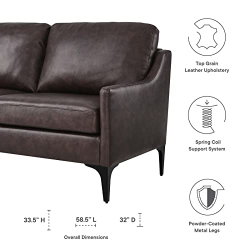 Modway Corland Upholstered Leather Loveseat, Brown
