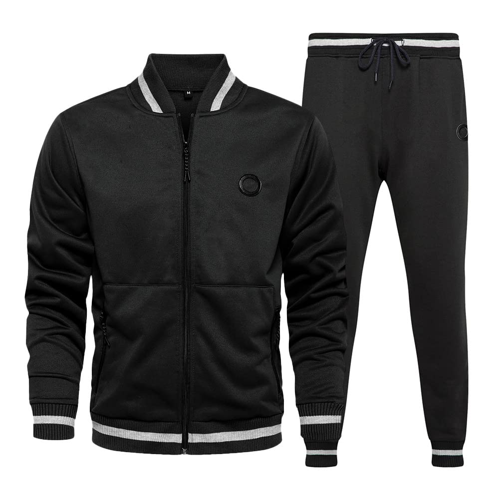 JACKETOWN Track Suits for men Set Men Sweat Suits Sets Jogging Sports Outfits Black XL