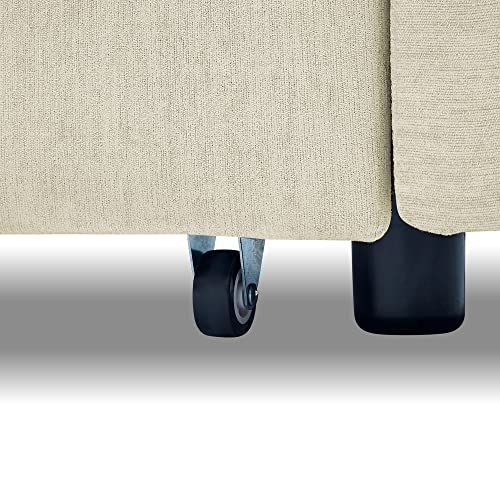 FANYE Velvet Upholstered Loveseat Sleeper w/Side Storage Pockets, 54.5" 2-Seaters Sofa with Pull-Out Couch Bed with Adjustable Cushions Backrest for Living Room Apartment Office Small Space, Beige