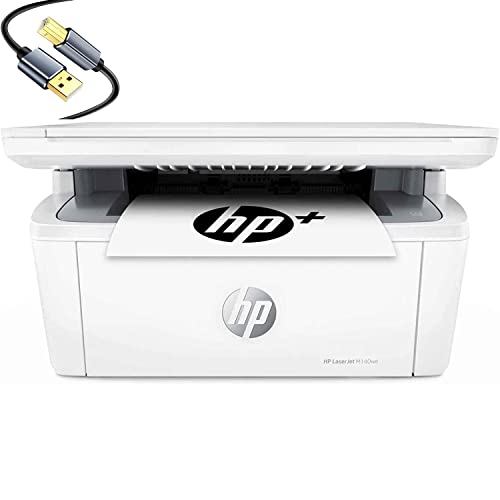 HP Laserjet MFP M140we Wireless All-in-One Monochrome Laser Printer for Home Office, White - Print Copy Scan - 21ppm, 600 x 600 dpi, and Bonus 6 Months Instant Ink, Cbmou Printer_Cable