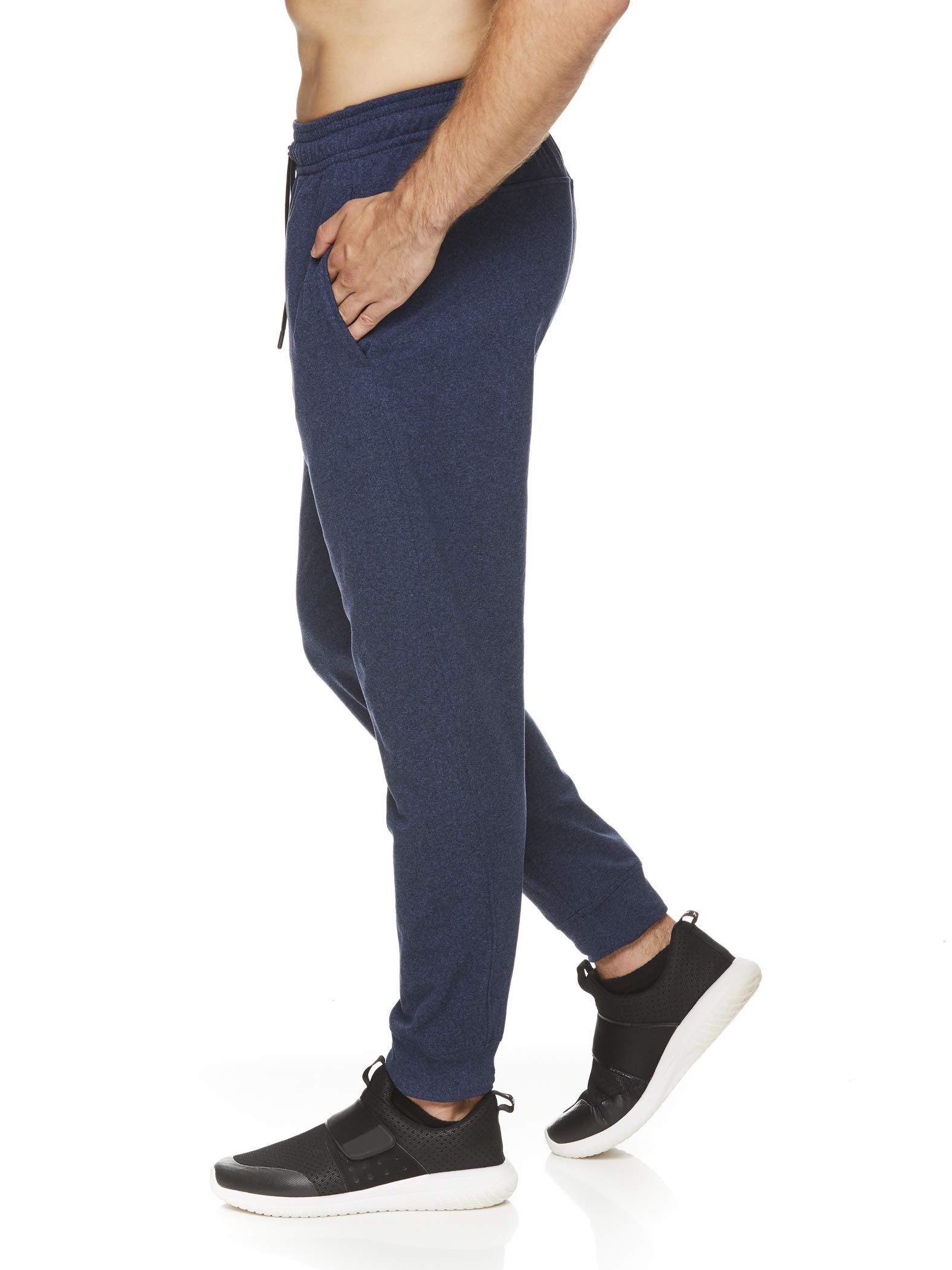 Gaiam Men's Restorative Fleece Yoga Pants - Performance Running & Workout Sweatpants - Restorative Navy Heather, Large