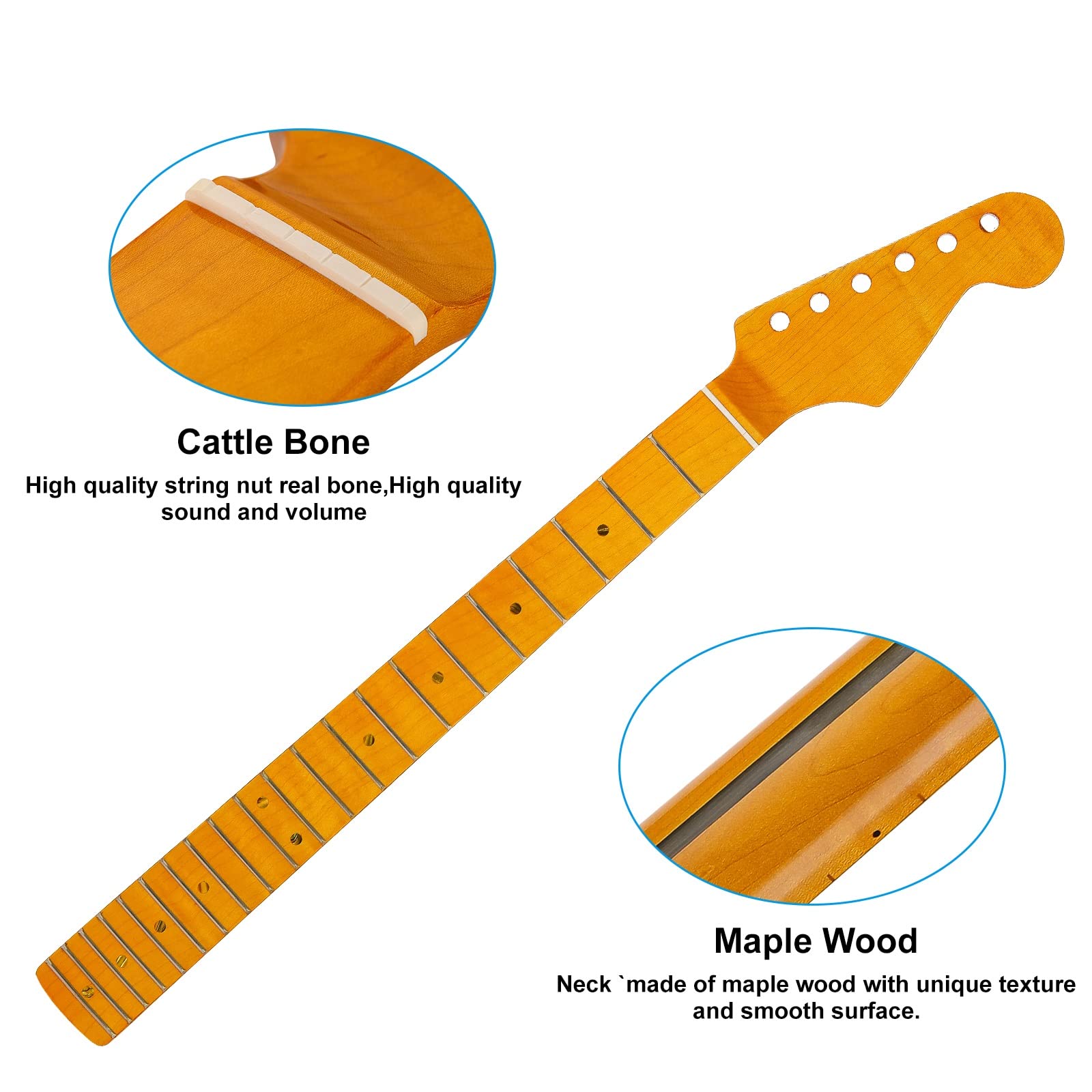Guitar Neck 21 Fret Maple Fretboard Guitar Neck for ST Style Guitar DIY Parts Replacement