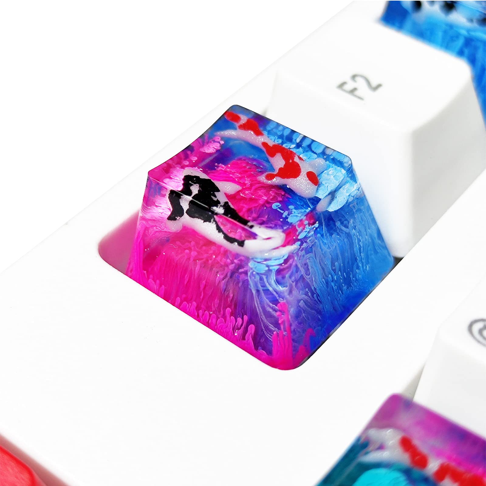 Handmade Koi Fish Resin Artisan Backlit Key Cap For Cherry MX RGB Switch Gaming Mechanical Keycaps 1U