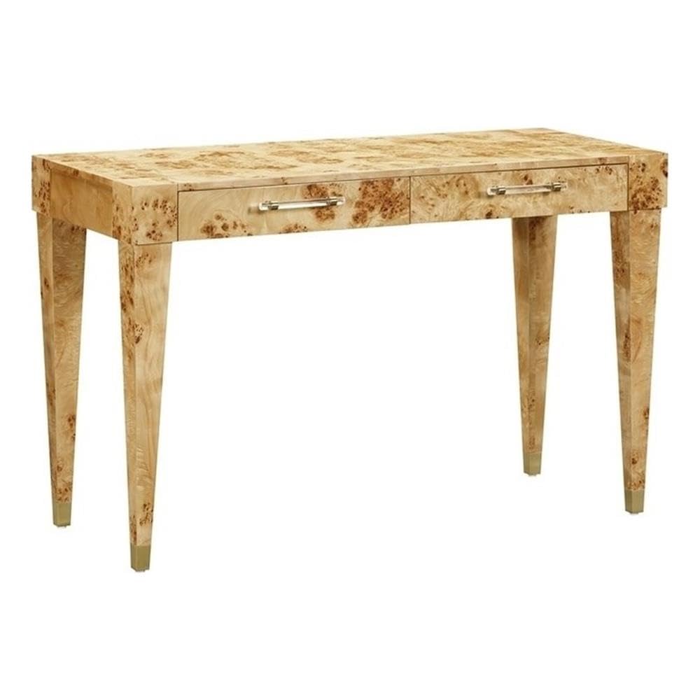 MAKLAINE Modern Contemporary Wood Work Desk in Natural Burl Finish