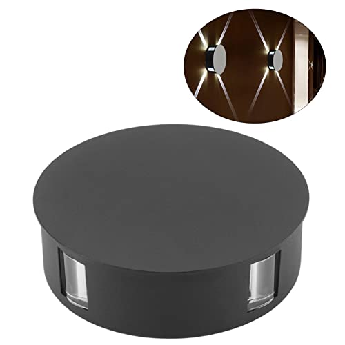 LED Modern Wall Light, Round Design 4 Side Beam Light, 12W High Brightness Soft 4 Side Light Waterproof Wall Light, Made of Aluminium for Kitchen Bathroom Dining Room ( Color : Black )