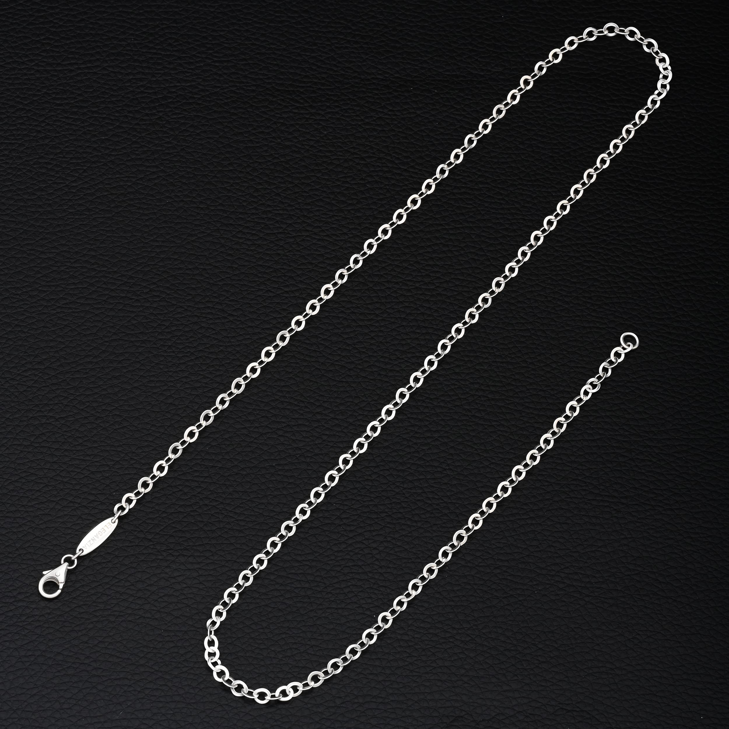 ELEGANZIA 925 Sterling Silver Chain for Men, 3.69mm Polo Silver Mens Chain, Adjustable 22-24 inch Chains For Boys