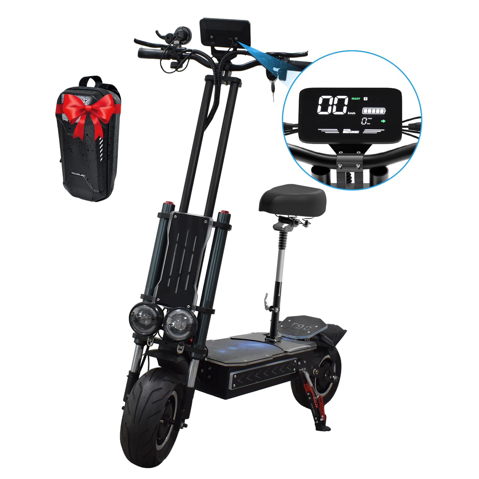 Electric Scooter for Adults, E Kick Scooter with 5600W Powerful Dual Motor, 60 Miles Travel Range, 60V 38.4AH Battery, Max Speed 50Mph, 12" Vacuum Tire Foldable Escooters (T90)