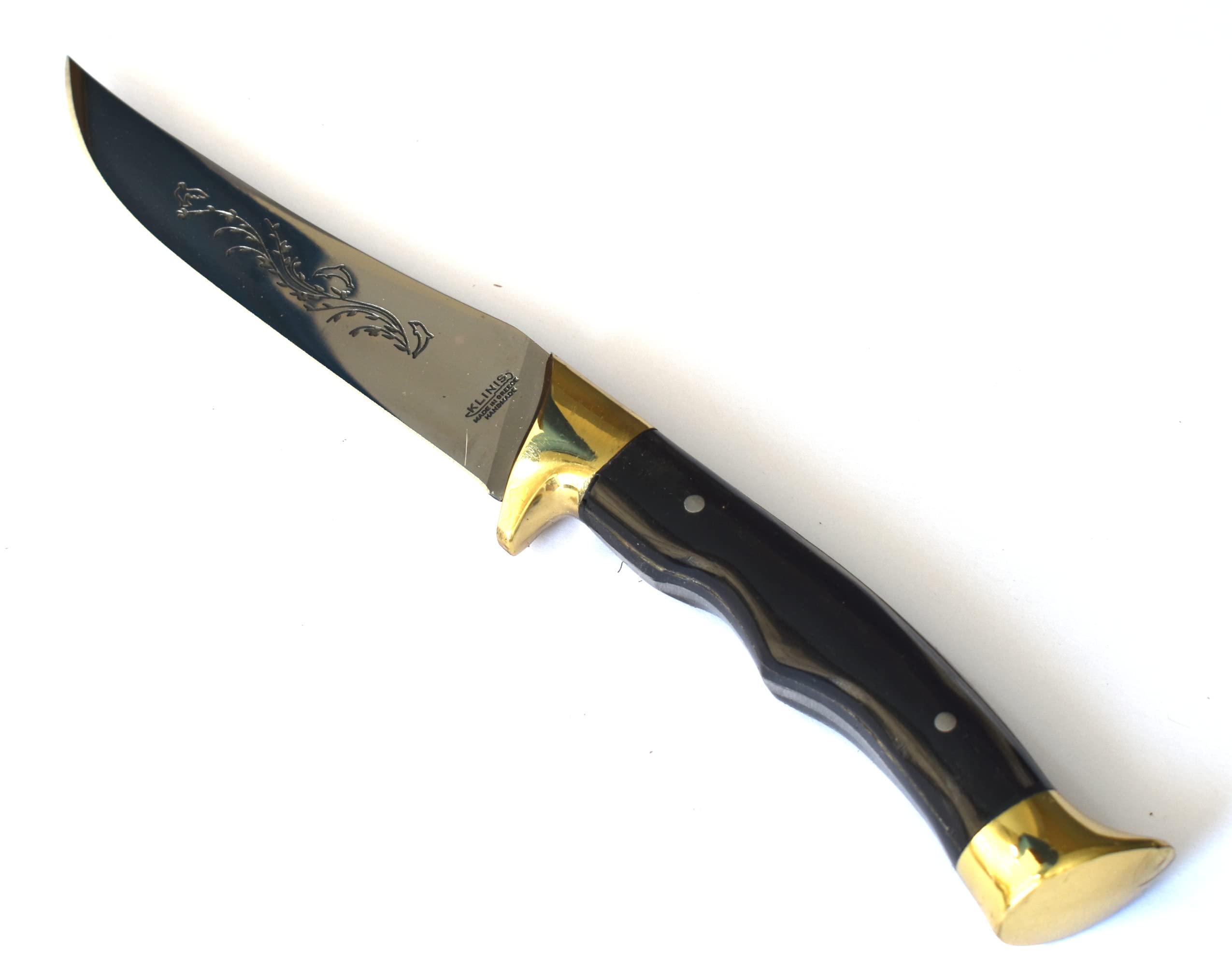 Hunting Cretan Knife Black Horn Handle Stainless Steel Blade 21cm by Greek Crafts