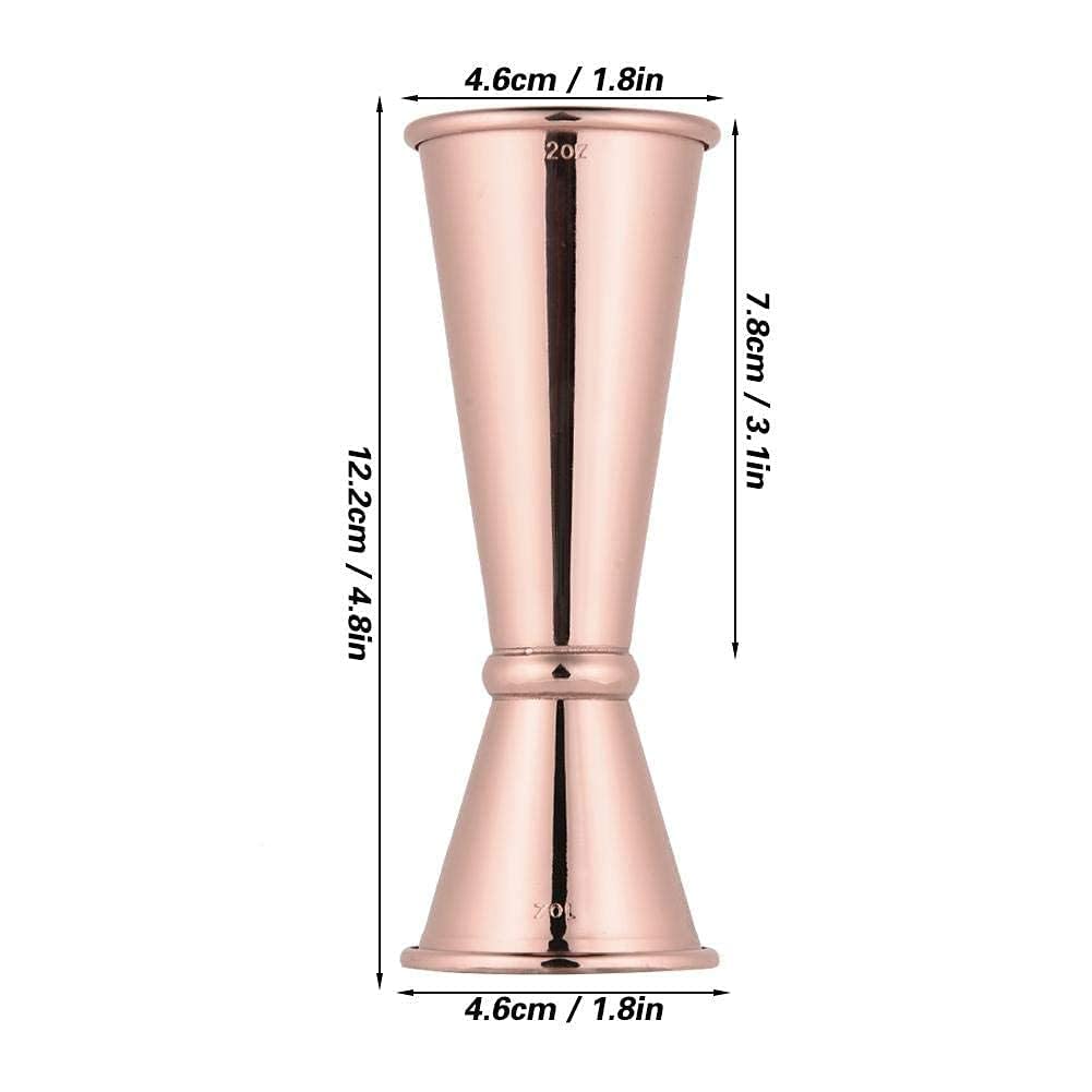 Jigger 2 oz 1 oz, Rose Gold Stainless Steel Double Cocktail Jigger Shot Measure Jigger Alcohol Measuring Cup Bar Tool for Bartending
