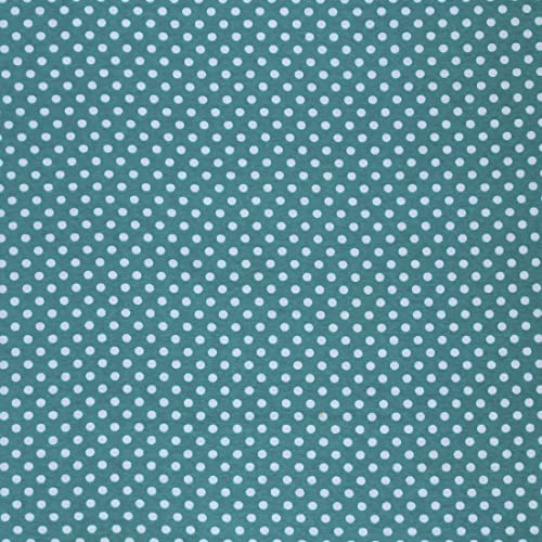 Mook Fabrics Flannel Polka Dot, Teal/White, 15 Yard Bolt