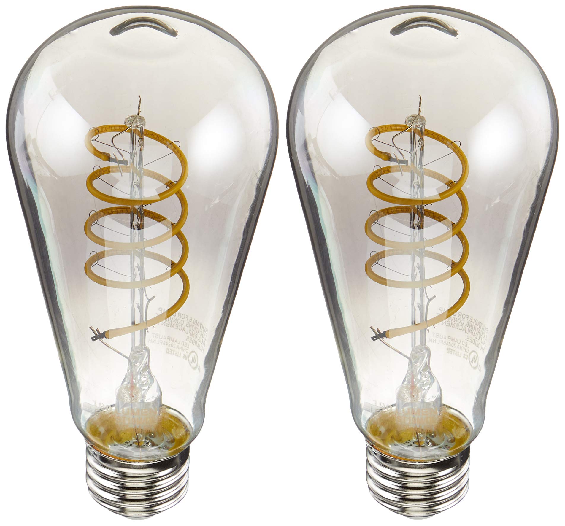 GE Vintage Style LED Light Bulbs, 25 Watt, Smoke Finish, ST19 Edison Style Bulbs (2 Pack)