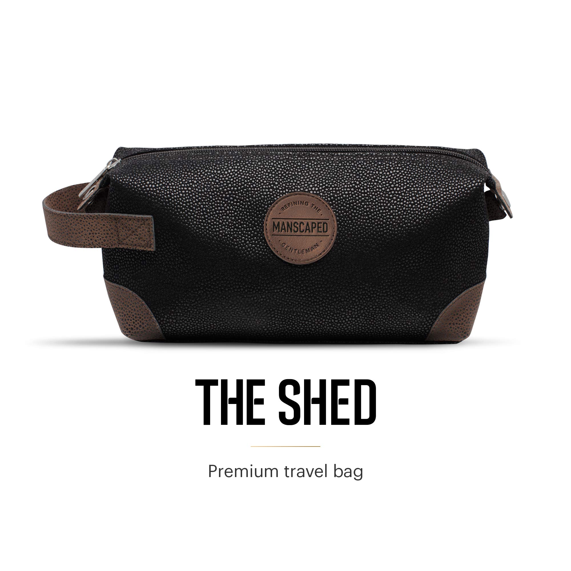MANSCAPED® The Beard Hedger™ Tool Box Includes: Our Premium Beard Trimmer, The Weed Whacker® 2.0 Nose & Ear Hair Trimmer, The Plow™ 2.0, The Shears™ Four Piece Nail Kit, The Shed™ Toiletry Bag