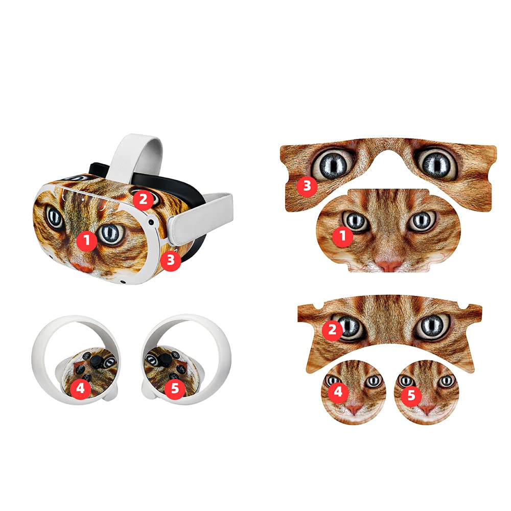 Honlyn Stickers Set Waterproof PVC Stickers Kit Decal Skin Decoration for Oculus Quest 2 Smart VR glasses headset all-in-one Accessories (Cute eye cat)