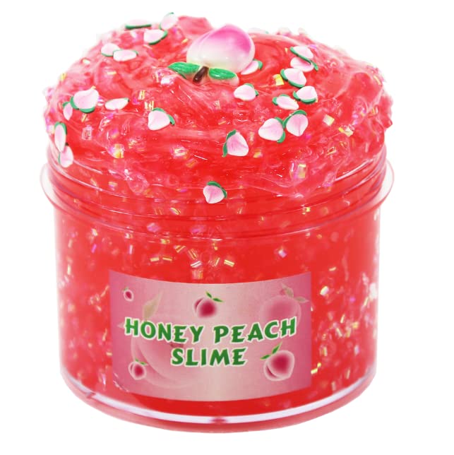 Newest Peach Crunchy Slime, Clear Slime Kit with Glimmer for Girls,Birthday Gifts School Party Favors Toy for Girls and Boys,Super Soft and Non-Sticky Stress Relief Toy(7oz).