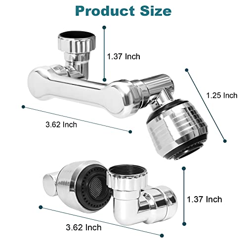 MLG Tools Universal 1080 Swivel Robotic Arm Swivel Extension Faucet Aerator Sink Water Splash rotatable Faucet Aerator 2 Mode Rotating Filter Extension,ABS