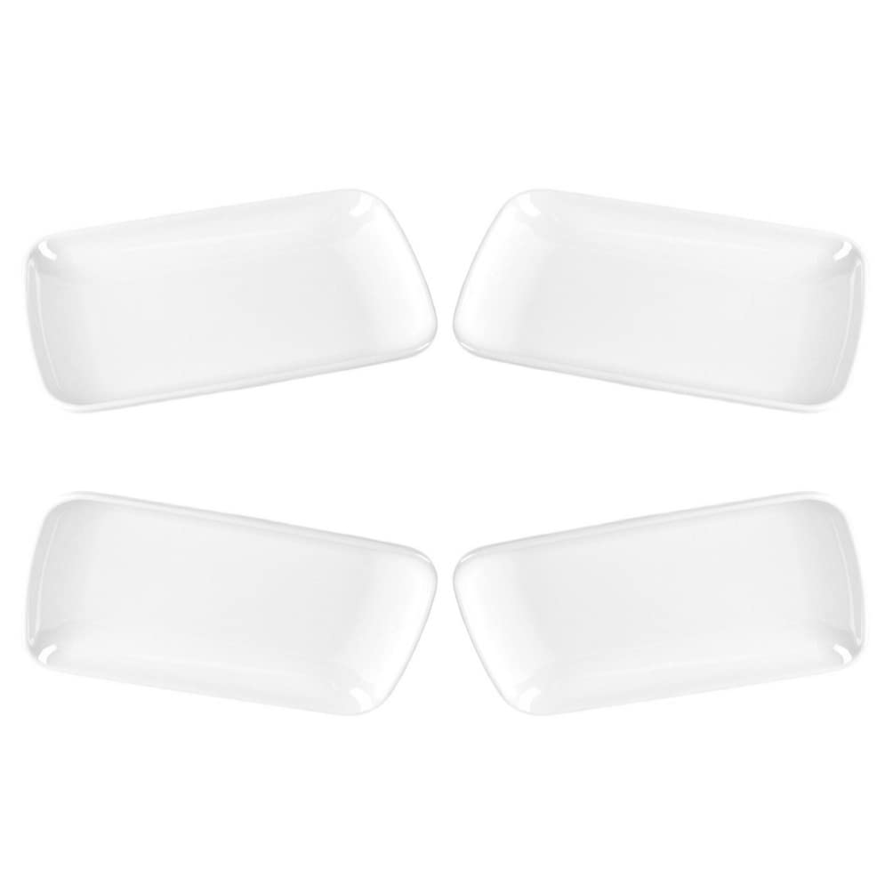 Hemoton 4pcs White Rectangular Melamine Plates, Dinner Plates Salad Serving Dishes Unbreakable Elegant Dinnerware Microwave Dishwasher Oven Safe