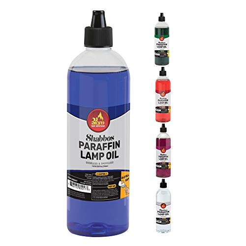 Ner Mitzvah Paraffin Lamp Oil - Blue Smokeless, Odorless, Clean Burning Fuel for Indoor and Outdoor Use with E-Z Fill Cap and Pouring Spout - 32oz
