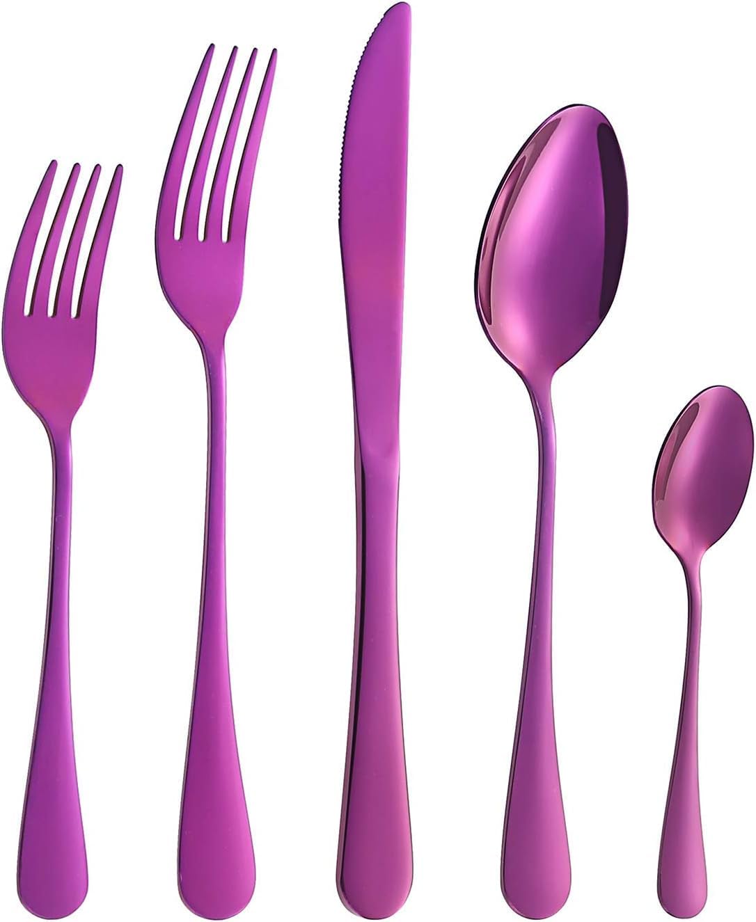 Silverware Set, 20-Piece Purple Flatware Cutlery Set Service for 4,Stainless Steel Kitchen Utensil Set Tableware Knife Spoon Fork Set for Home&Restaurant. Dishwasher Safe (Purple- 20 Pieces Set)