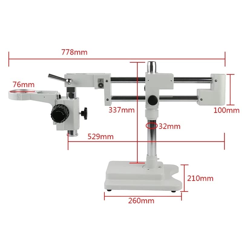 LXXSH Universal Double Boom Lab Industrial Zoom Trinocular Stereo Microscope Stand Holder Bracket Arm 76mm Microscopio Accessories (Color : A)