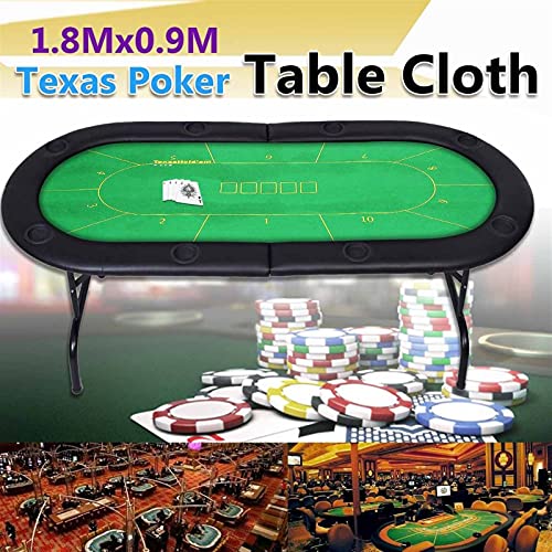 Felt Poker Tablecloth 180X90cm 10 Player Folding Felt Rotary Texas Holdem Poker Table Board Cloth Mat(Not Include Table)