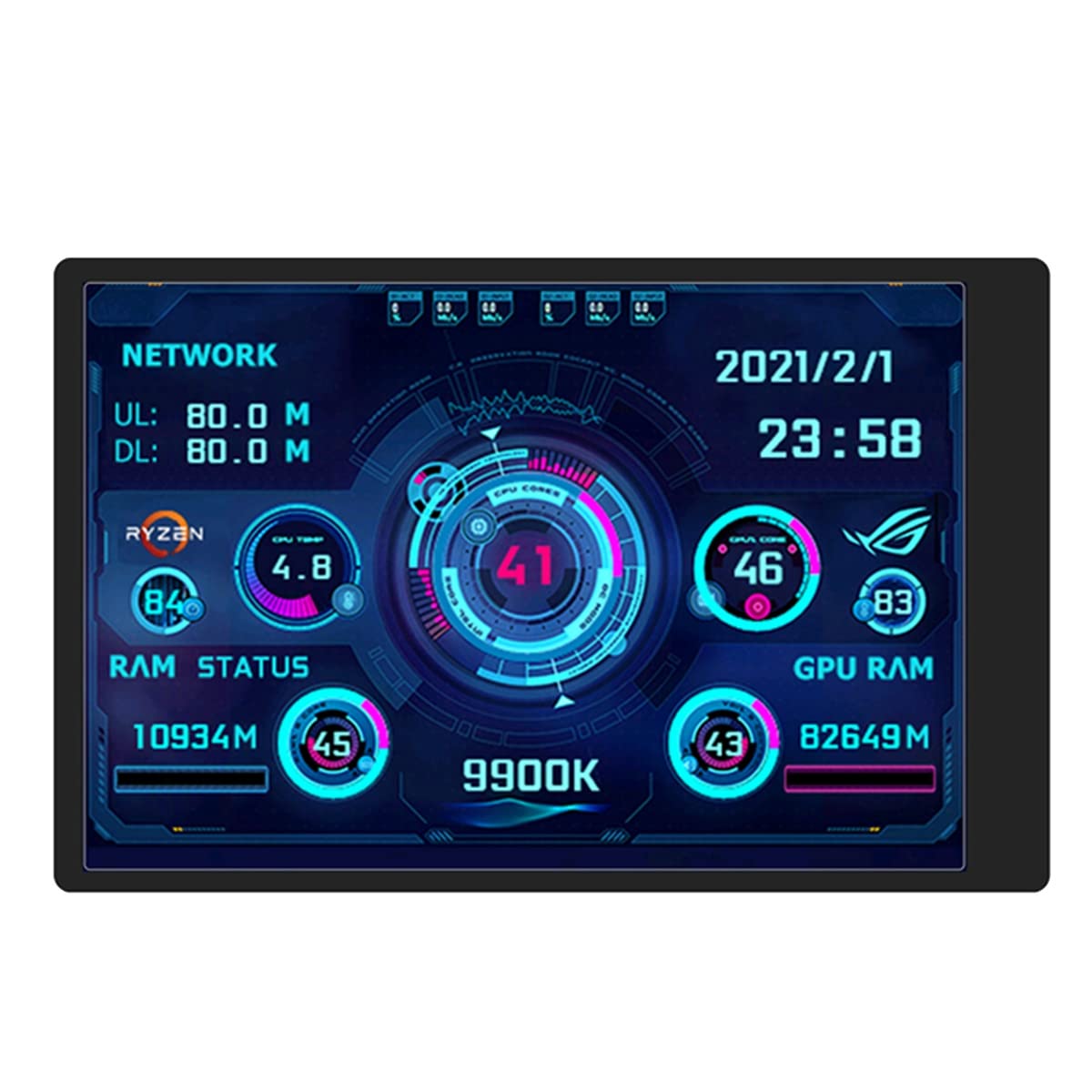 Nemeae 3.5 Inch IPS USB Mini Screen AIDA64 CPU RAM HDD Data Monitor Computer Temperature Display Type-C Sub Screen
