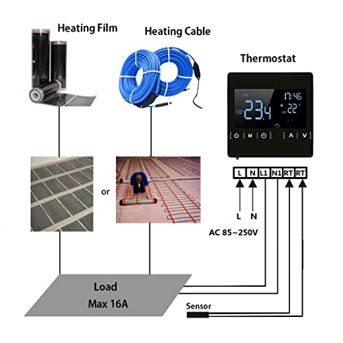 LNYHLXS LCD Touchscreen Thermostat Programmable Electric Floor Heating System Thermoregulator Temperature Controller