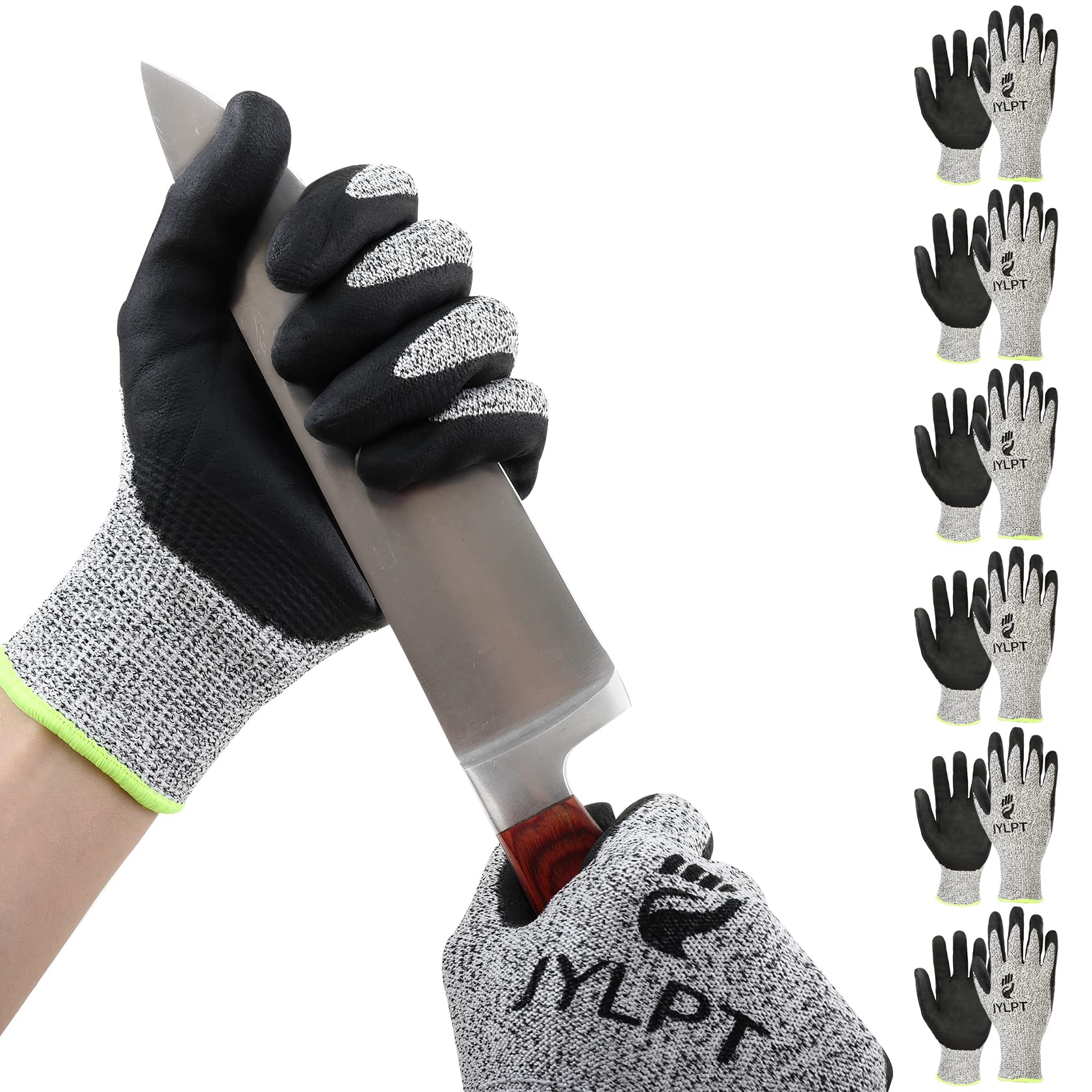 JYLPT Level 5 Protection Cut Resistant Gloves, 3D-Comfort Fit,Cutting Gloves with Strong Grip & Durable,Comfortable Cut Proof Gloves Safety Work Gloves Size L