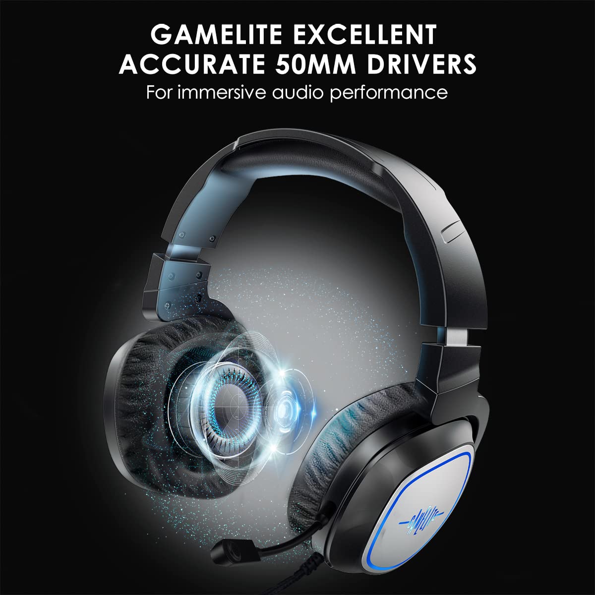 GAMELITE Wireless Gaming Headset Headphones with Microphone for Nintendo Switch PS5 PS4 PC Up to 40Hrs 2.4G Wireless Bluetooth RGB Gaming Headsets Over Ear Noise Canceling Mic Wired Mode for Xbox