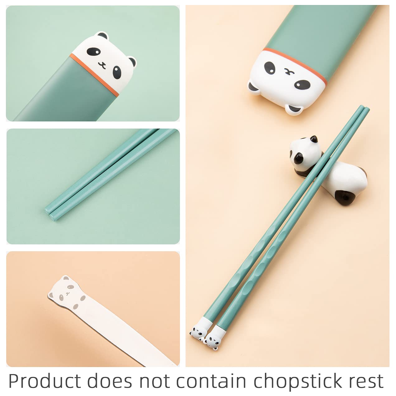 JinZu Portable Chopsticks Flatware Set, Silicone Lightweight Chopstick and Stainless Steel Spoon with Case, Reusable Portable Utensil for Camping,Traveling (Green)