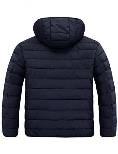Wantdo Men's Big and Tall Puffer Jacket Long-Sleeve Lightweight Down Jacket Warm Winter Coat Navy 3X-Large Big
