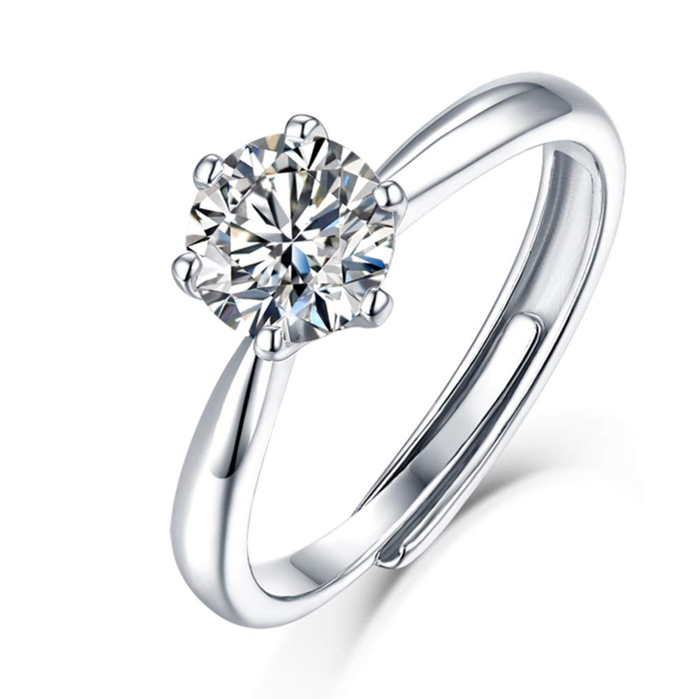 Hasril 925 Sterling Silver 0.5 CT Moissanite Engagement Ring for Women Adjustable with D Color, VVS Clarity (0.5ct 5mm Classic 6-Prong)