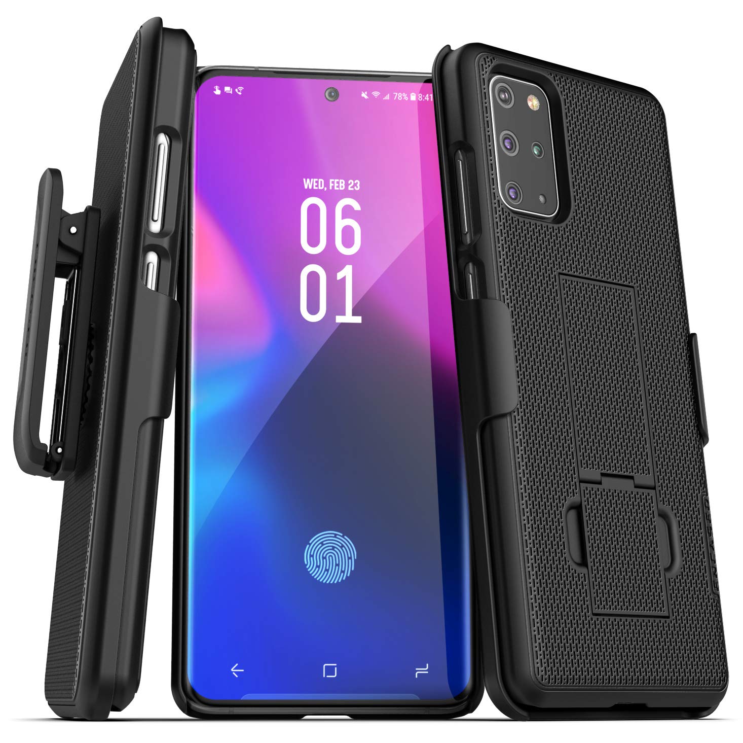 Encased Galaxy S20 Plus Belt Clip Case (2020 DuraClip) Slim Cover with Holster (Samsung S20+ 6.7) Black