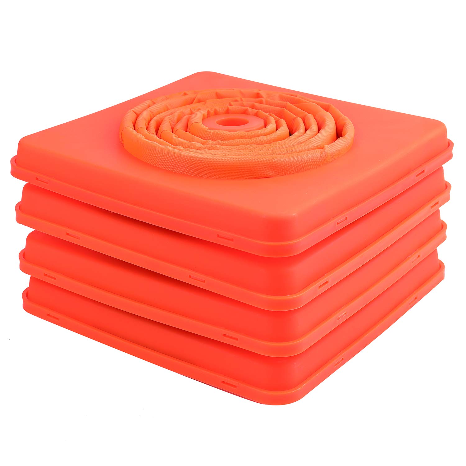 Faswin 4 Pack 15.5 Inch Collapsible Traffic Cones Safety Road Parking Cone Driving Construction Cones with Reflective Strips Collar, Orange