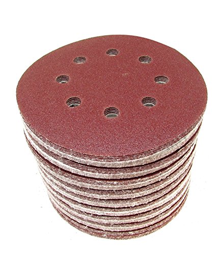 LINE10 Tools 100 Pack Sanding Discs, 40 Grit, 5 inch, 8 Holes, Hook and Loop Backing for Orbital Sanders