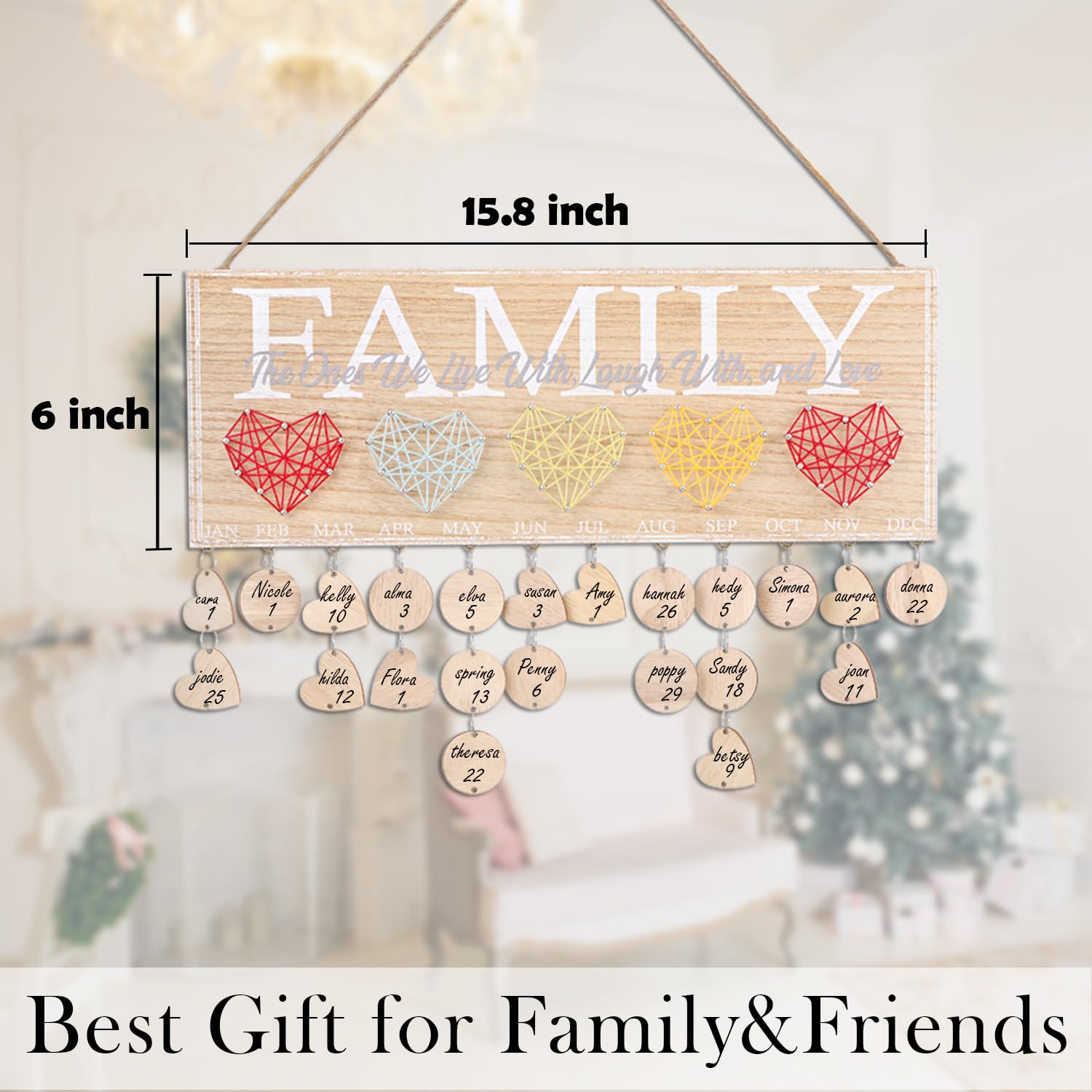 ElekFX Mom Gifts Family Birthday Reminder Calendar Hanging Board/Important Dates Tracker Home Decorative Plaque Wall Hanging DIY Creative Gifts (This is us)