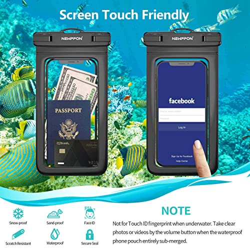 newppon Waterproof Cell Phone Pouch : 2 Pack Universal Floating Dry Bag Holder for Android Samsung Galaxy S22 Ultra 5G S21 S20 FE S10 S10E C10 S9 Note 20 10 Edge Plus A72 A52 A03 Core M32 for Beach