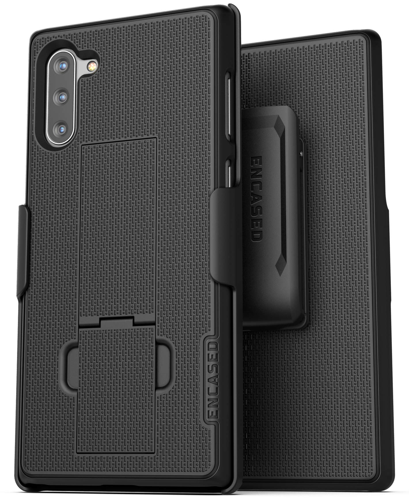 Encased Galaxy Note 10 Plus Belt Clip Case (2019 DuraClip) Ultra Slim Cover with Holster, Matte Black (Samsung Note 10+)