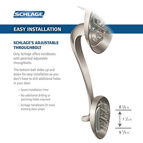 Schlage FE365-CAM-ACC-LH Left Handed Camelot Electronic Handleset with Accent Le, Satin Nickel