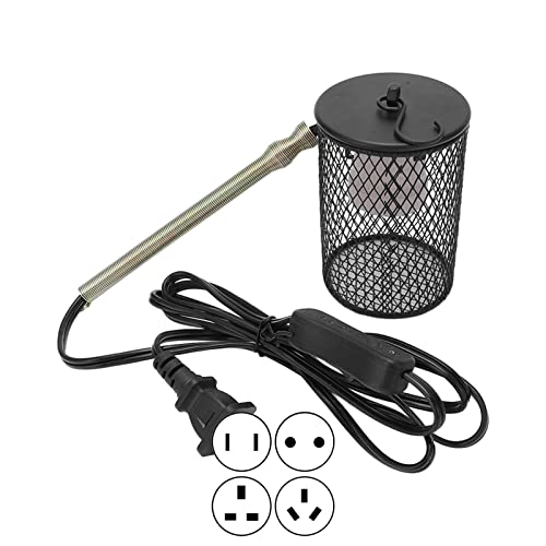 Reptile Lamp Cover, Anti-Scald Burn Protective Lampshade, Reptile Heater Lamp Guard, Heat Lamp Light Cage for Reptile, Reptile Anti-Scald Lampshade for Turtle Snakes Lizards Frogs Chicks(US Plug)