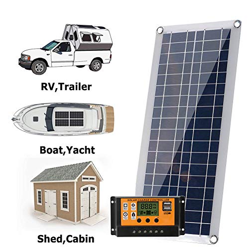 favourity-home Solar Power System Charger, Flexible Solar Panel 15W Monocrystalline Solar Panel Portable Power Backup Kit for RV, Boats, Roofs, Uneven Surfaces