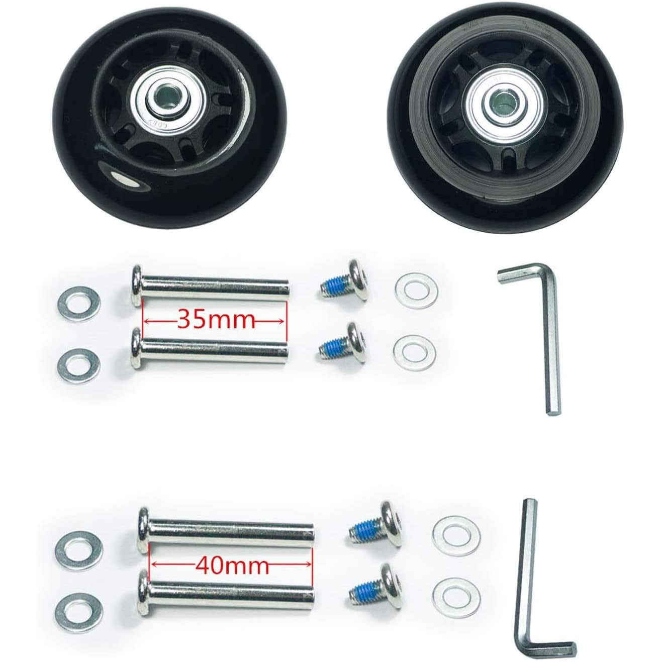 F-ber Luggage Suitcase Wheels Replacement Kit 68x24mm/2.68"x0.94" w/ 6mm ABEC 608zz Inline Outdoor Skate Replacement Wheels, Set of (2) Wheels (OD:68 W:24 ID:6 Axles:35&40)