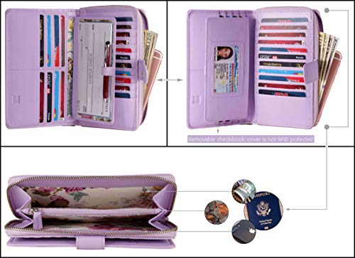 Mou Meraki Women RFID Blocking Real Leather Wallet-Clutch For Women-Shield Against Identity Theft (LAVENDER)
