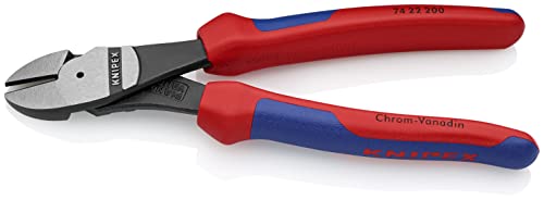 KNIPEX 74 22 200 Comfort Grip High Leverage Angled Diagonal Cutter, 8-Inch, Angled, Comfort Grip