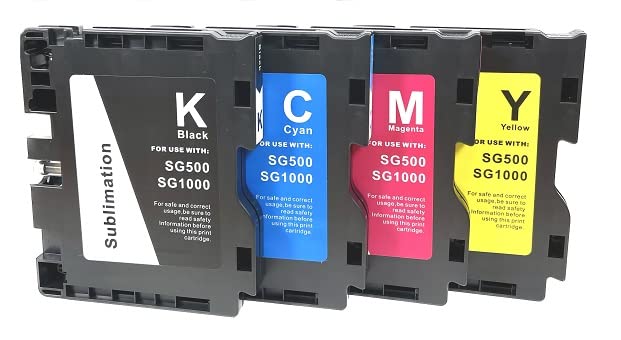 VC Sublimation Ink Cartridge Compatible for Sawgrass Virtuoso SG500 SG1000 Printer (1Black, 1 Cyan, 1 Magenta, 1 Yellow, 4-Pack, with Latest Upgrade Chips Version 3.3)