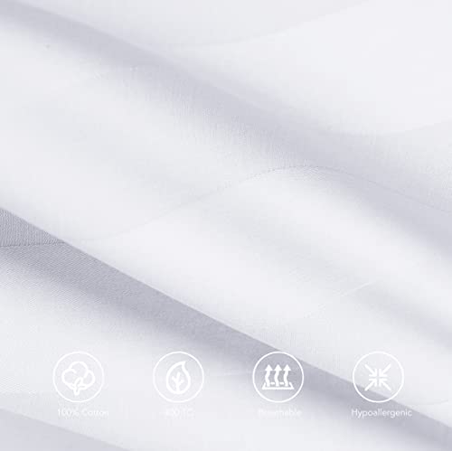 Pillow Cases Standard Size, 100% Egyptian Cotton Pillow Protectors with Zipper, 400 Thread Count Sateen Weave White Pillowcases Standard Size Set of 2, Premium Quality Pillow Covers for Home/Hotel