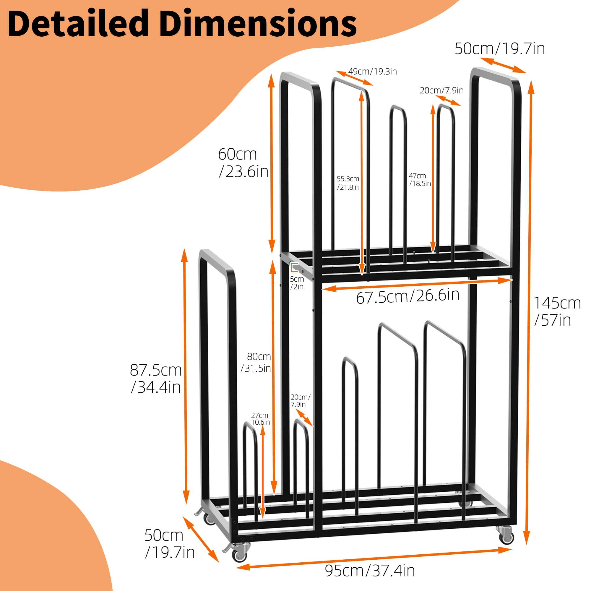 lukar Metal Art Storage Rack with Caster Wheels, 2 Tier Art Canvas Storage Rack, Large Artwork Storage Stand Canvas Organizer Art Drying Rack for Painting, Canvas, Artwork, Panels, Galleries