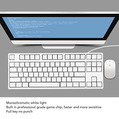 KOSDFOGE Keyboard, 87 Keys Mechanical Keyboard - Professional Gaming Keyboard with Brown Switch, N Key Rollover, and Monochromatic White Light(White)